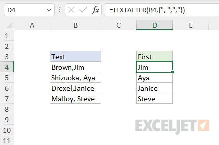 Excel TEXTAFTER function | Exceljet